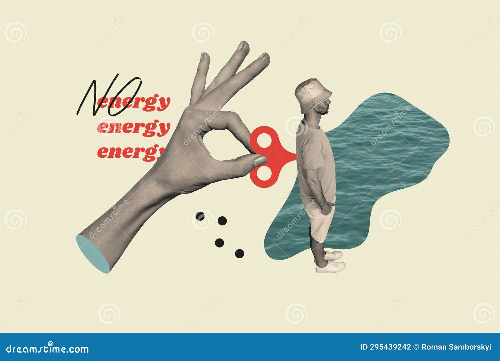 Collage Composite Picture of Marionette Junior Intern Worker Using Key ...