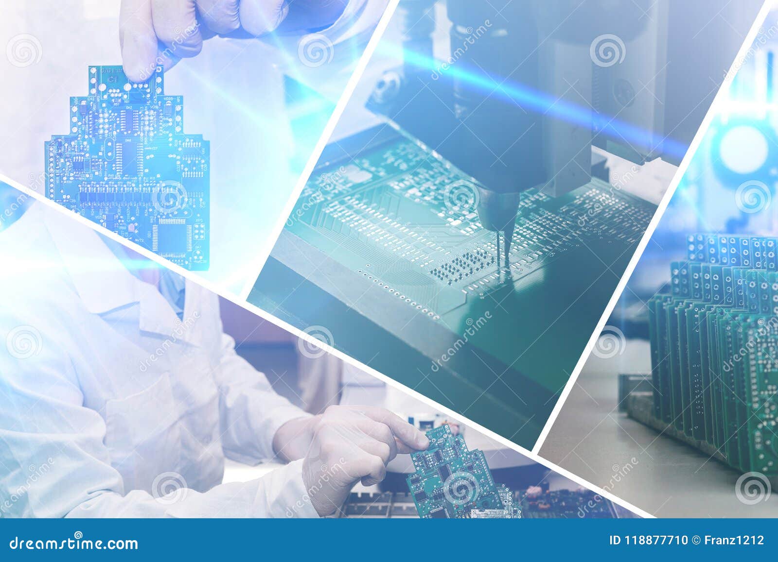 Collage of Computer Boards with Visual Effects in a Futuristic Style ...