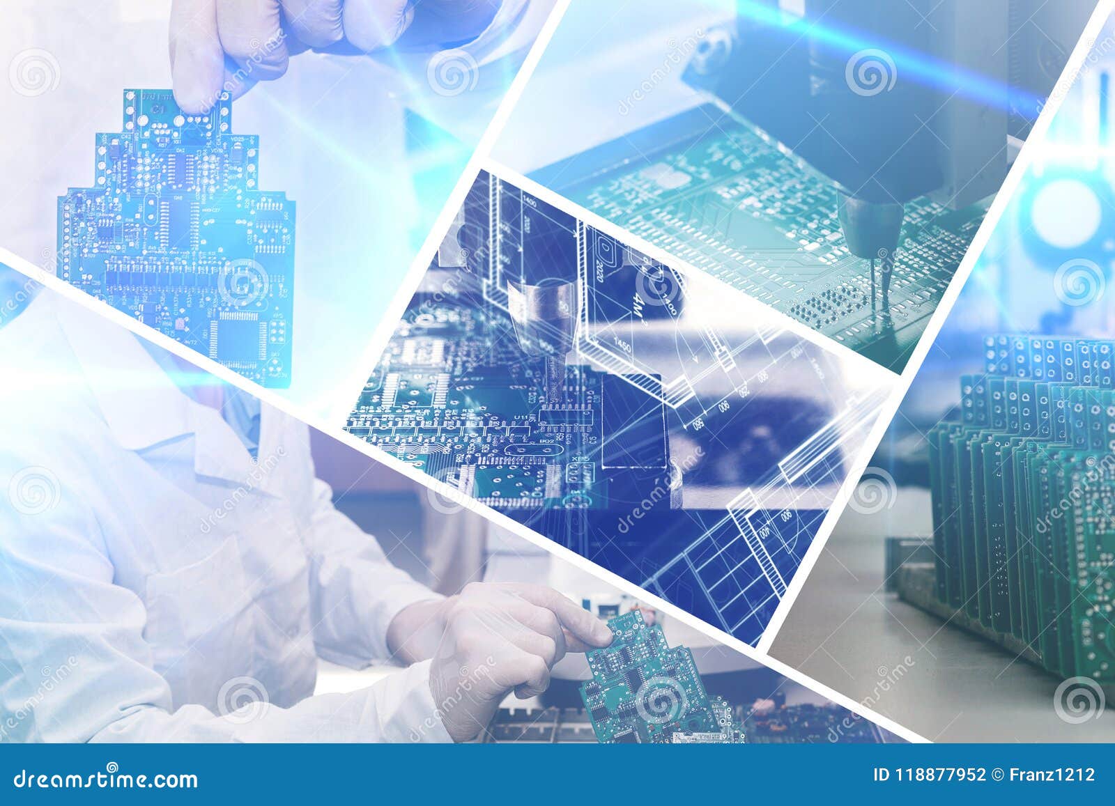 Collage of Computer Boards with Visual Effects in a Futuristic Style ...