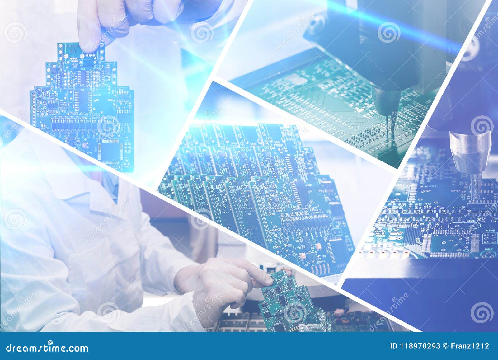 Collage of Computer Boards with Visual Effects in a Futuristic Style ...