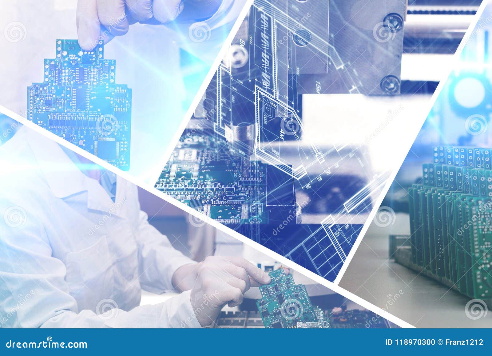 Collage of Computer Boards with Visual Effects in a Futuristic Style ...