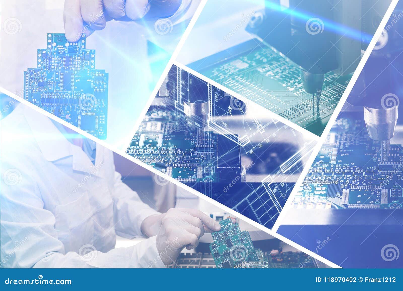 Collage of Computer Boards with Visual Effects in a Futuristic Style ...