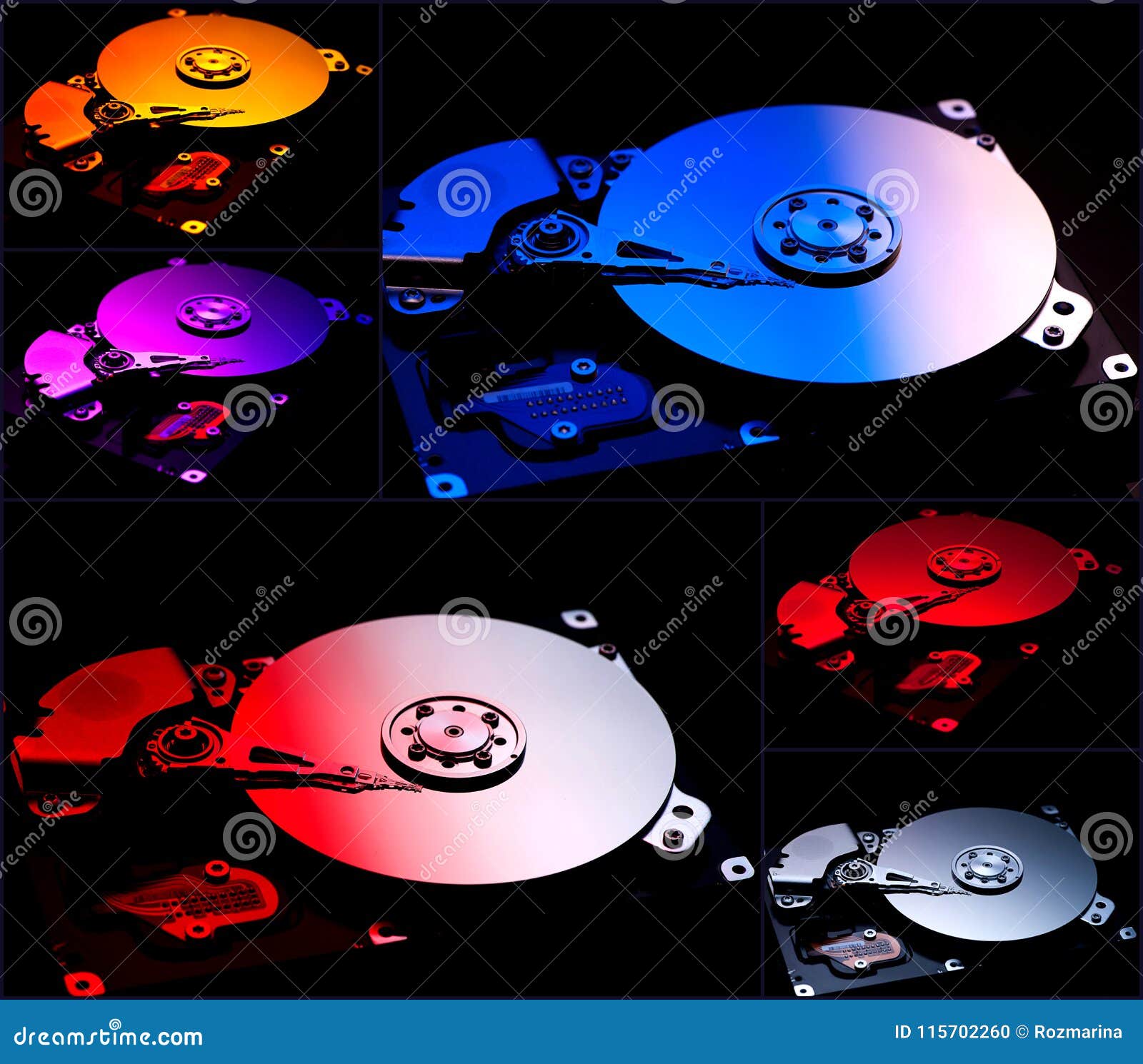 Collage. Computer Hard Drives Stock Illustration - Illustration of ...