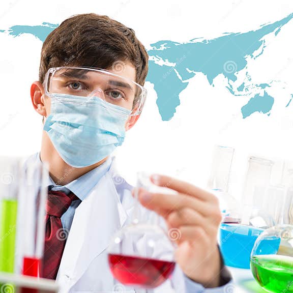 Collage Con El Científico En Laboratorio Foto de archivo - Imagen de ...