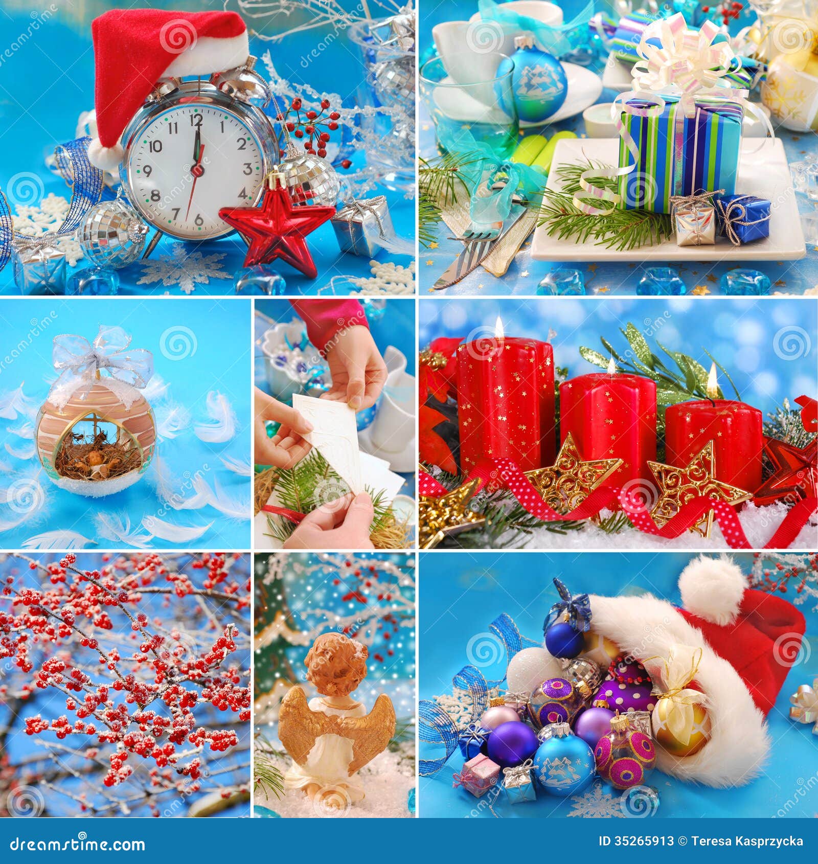 Collage Con Las Decoraciones De La Navidad Imagen de archivo - Imagen ...