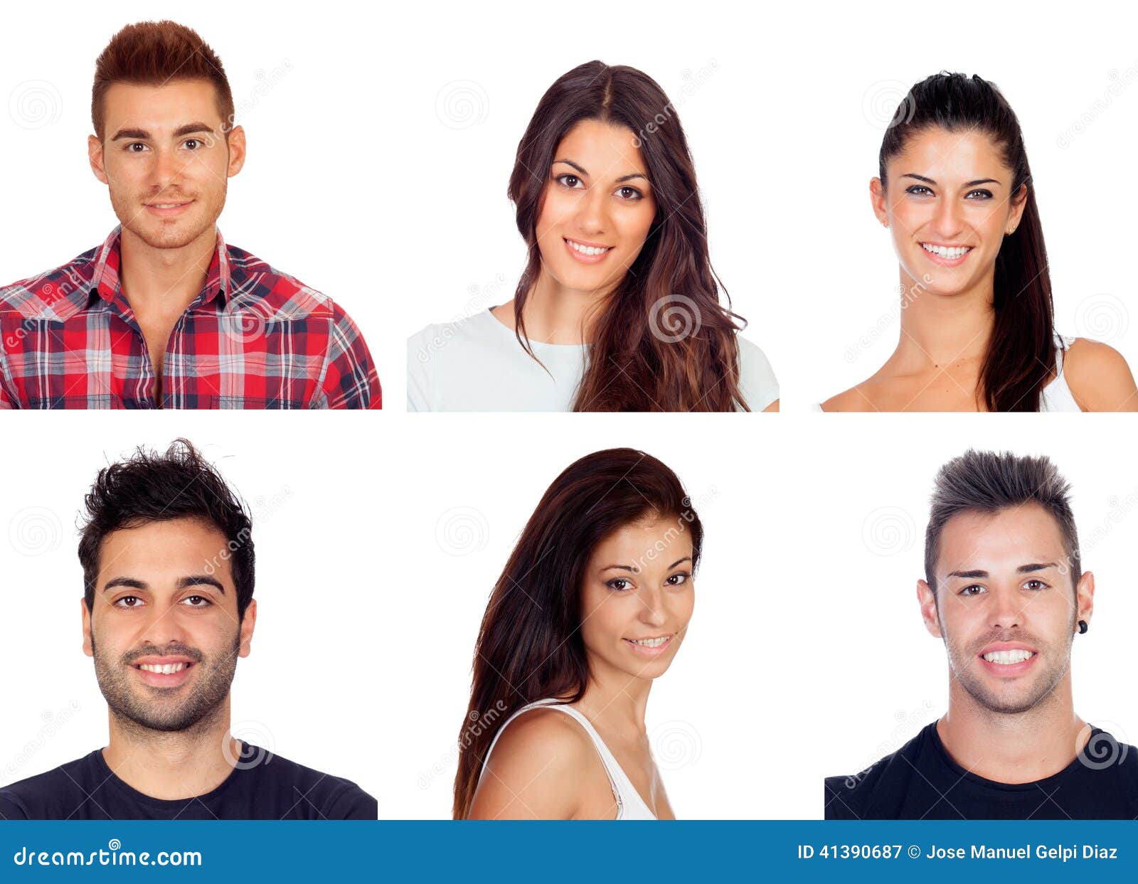 Collage Con Seis Imágenes De La Gente Joven Imagen de archivo - Imagen ...