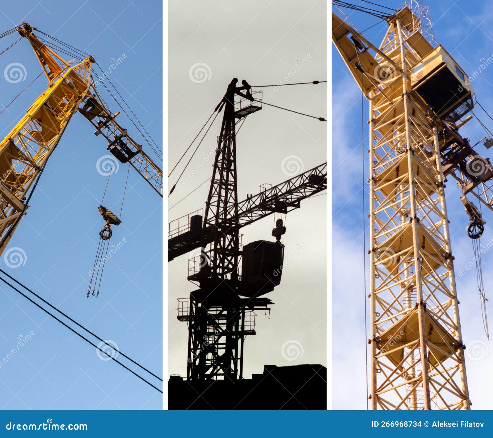 Collage of Construction of Building Crane. Construction Site Background ...