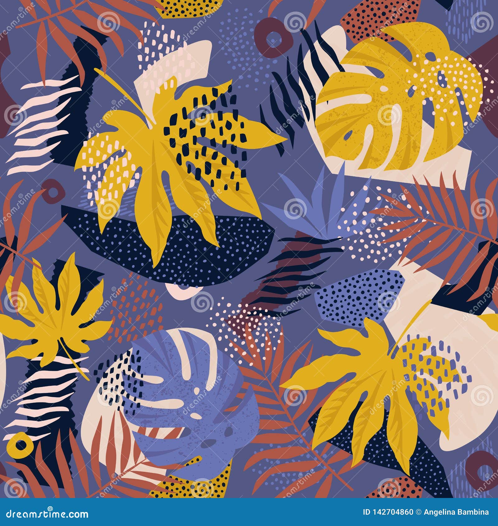 Collage Contemporary Floral Hawaiian Pattern in Vector. Seamless ...