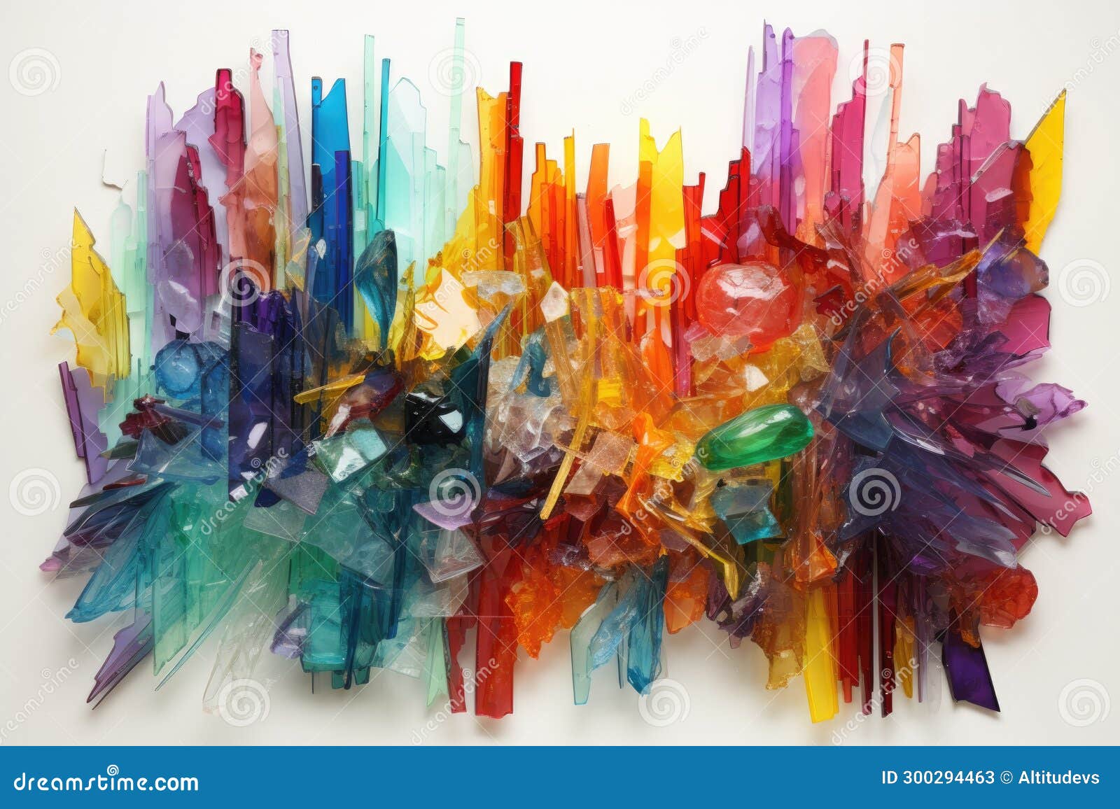 A Collage Created from Different Colored Glass Shards on a Lightbox ...