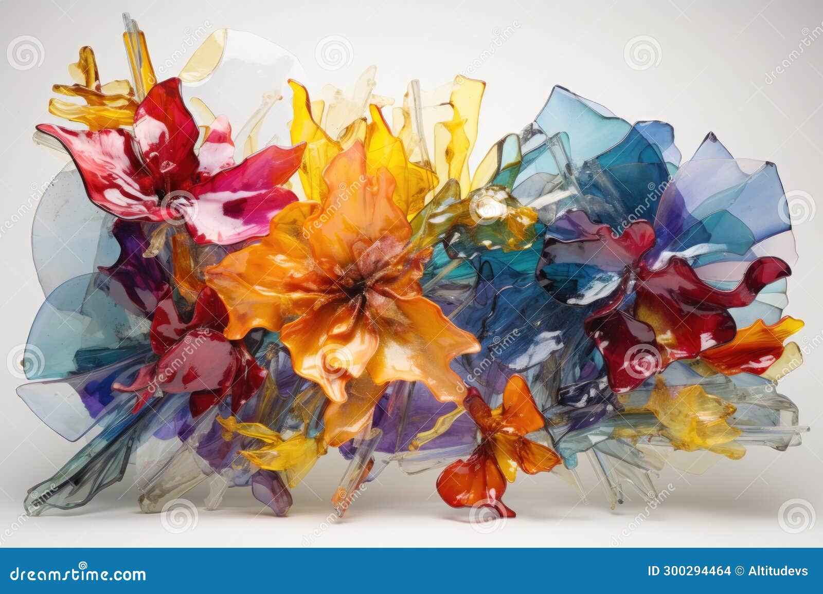 A Collage Created from Different Colored Glass Shards on a Lightbox ...