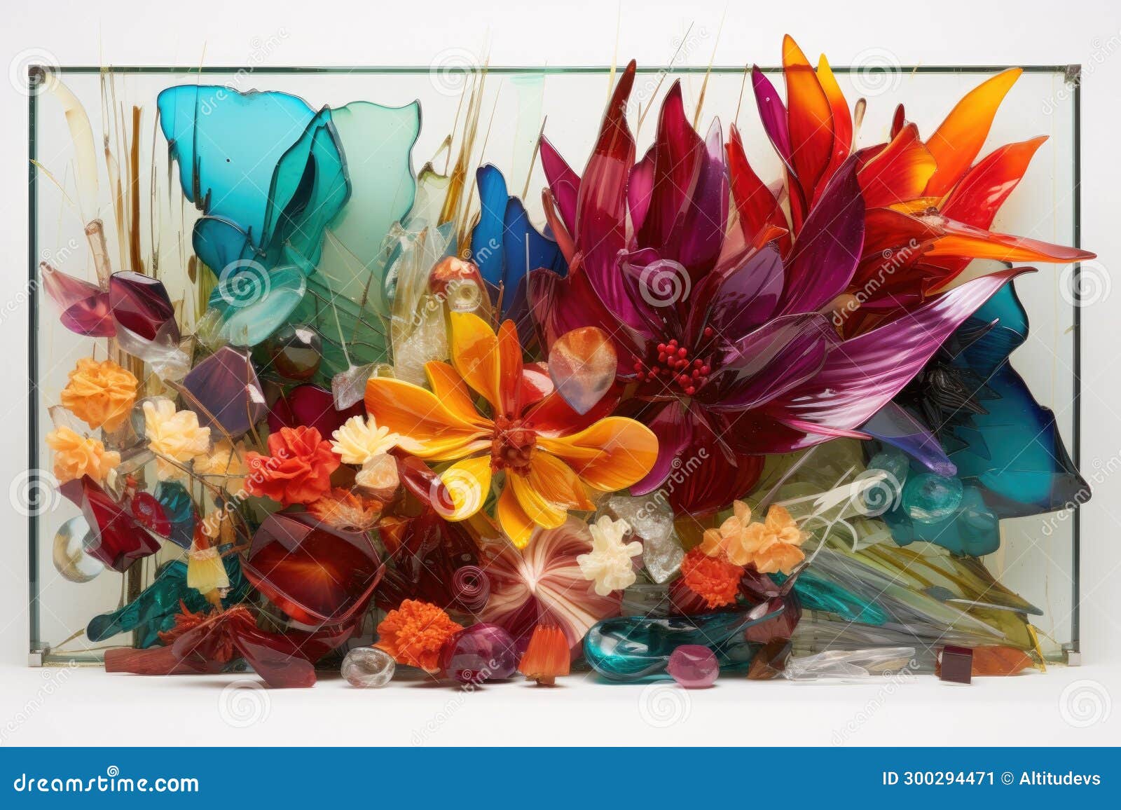 A Collage Created from Different Colored Glass Shards on a Lightbox ...