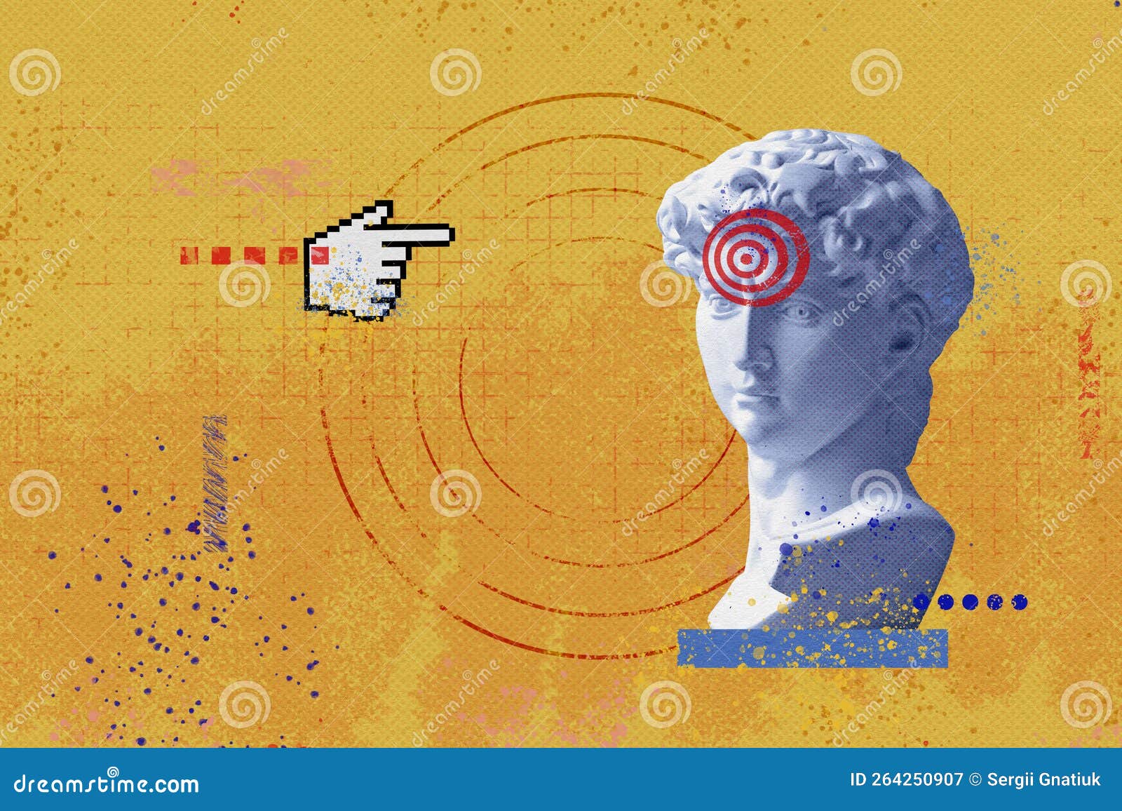 Collage Creative Finger Cursor Points To a Target Stock Image - Image ...