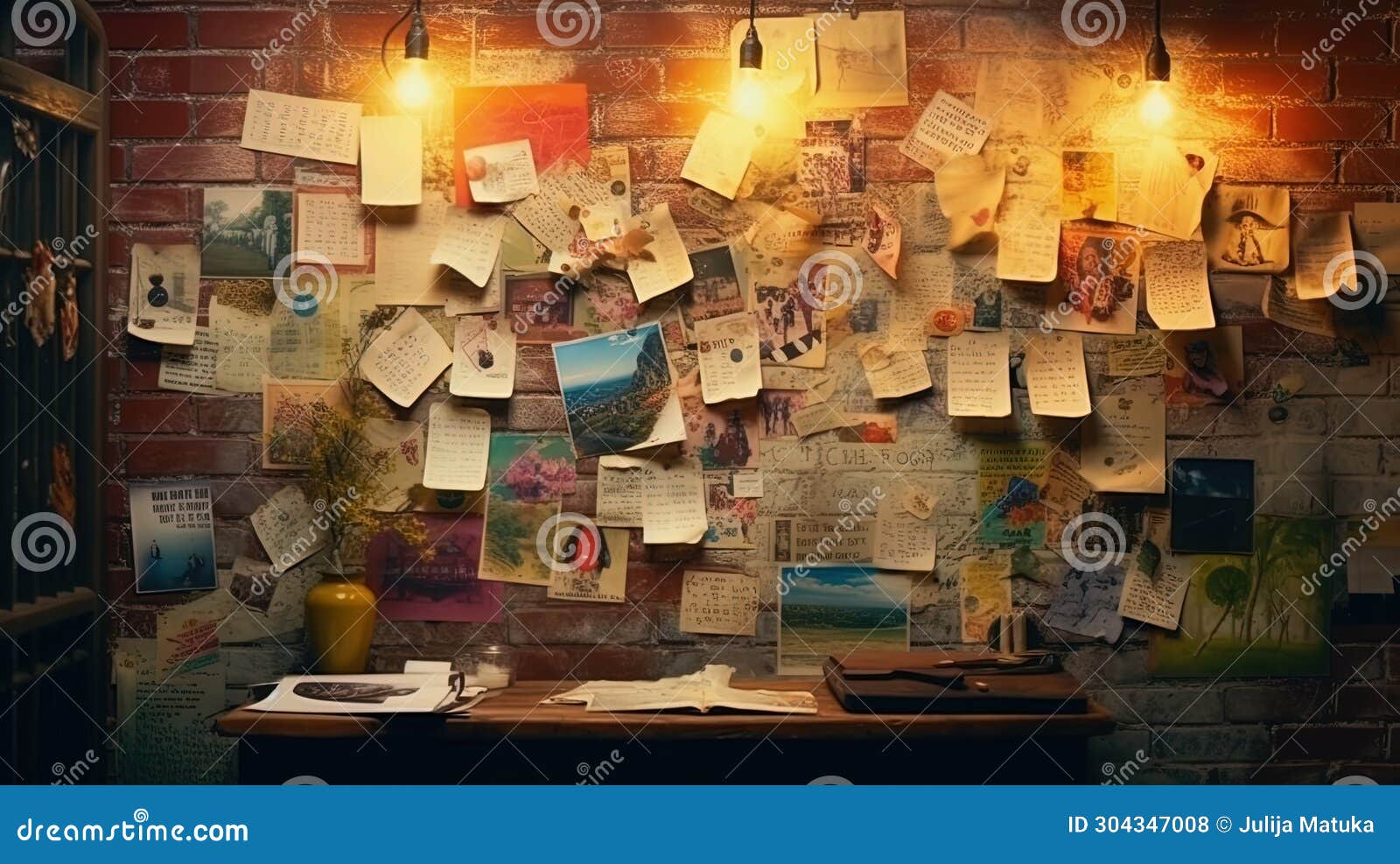 Collage with Creative Ideas and Notes on the Wall Stock Illustration ...