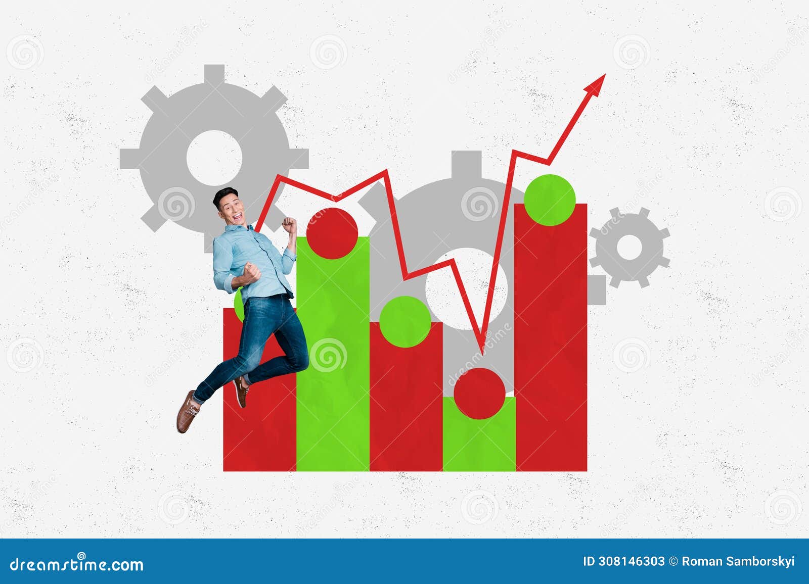 Collage Creative Poster Image Beautiful Happy Successful Young Man Hard ...