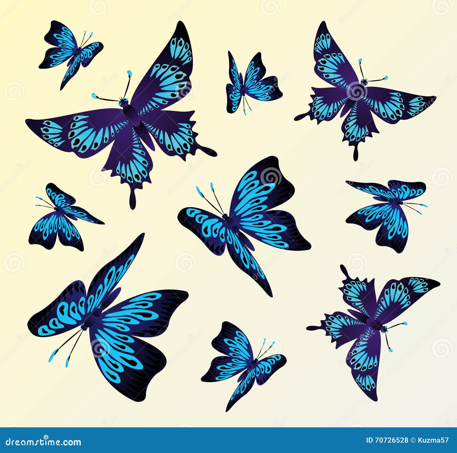 Collage Creativo Con Las Mariposas Coloridas Ilustración del Vector ...