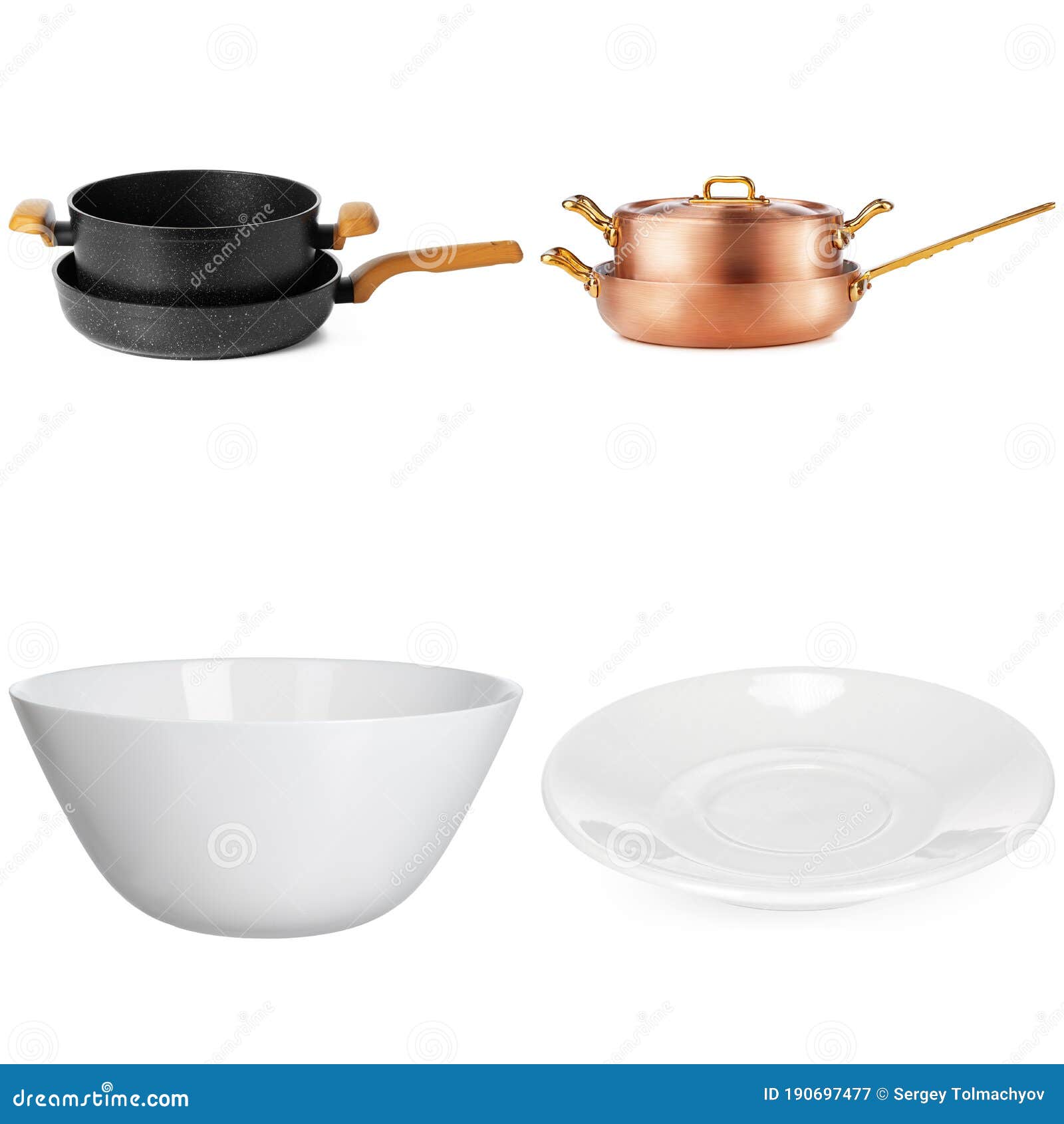 Collage of Crockery Items on White Background Stock Image - Image of ...