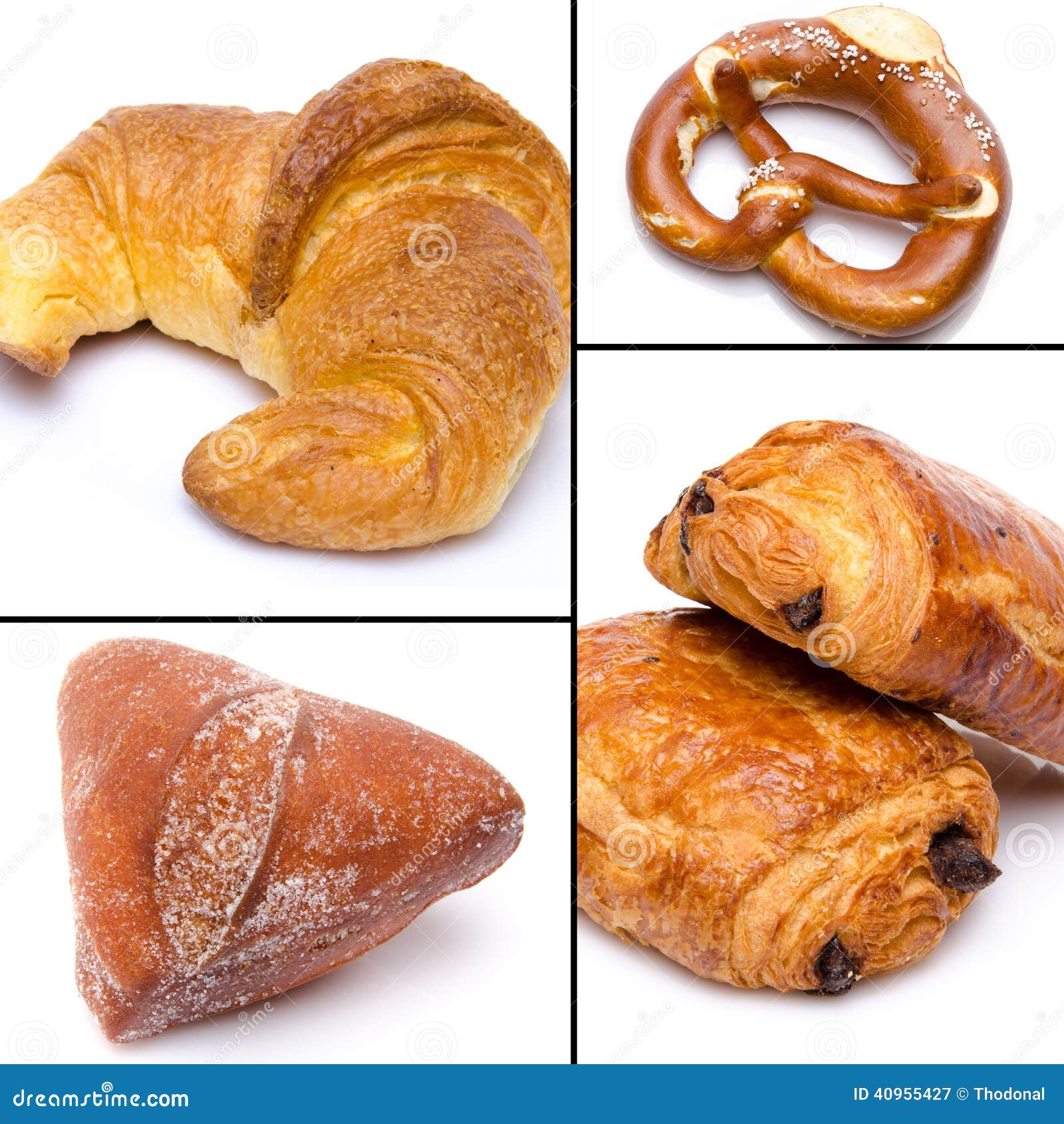 Collage of Croissant, Bretzel and Beignet Stock Image - Image of dough ...