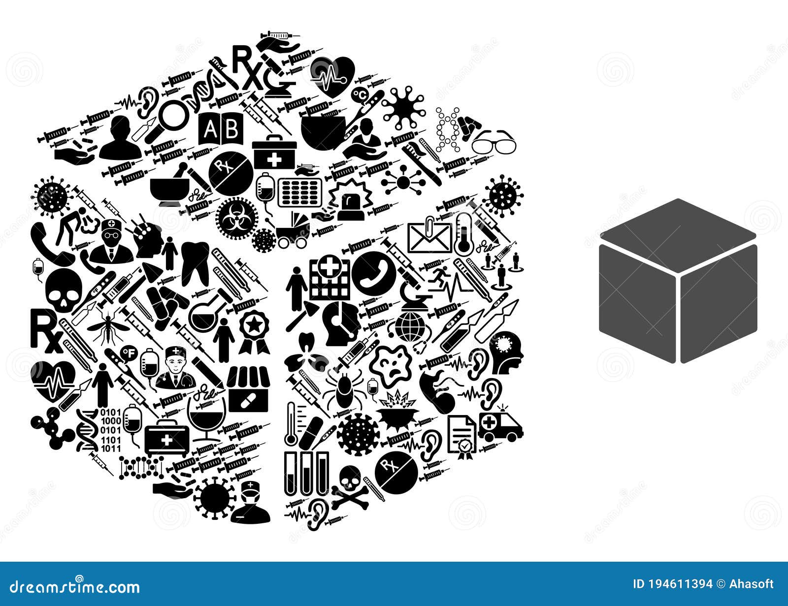 Collage Cube from Medic Items Stock Vector - Illustration of medical ...
