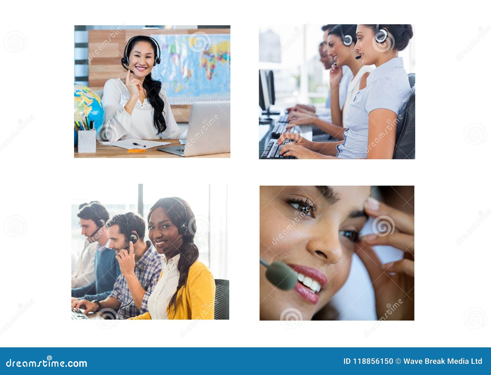 Collage of Customer Service Help Team in Call Center Stock Photo ...