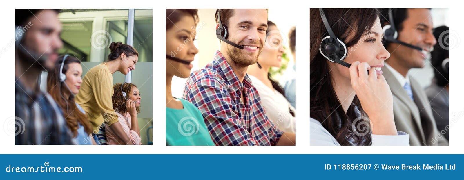Collage of Customer Service Help Team in Call Center Stock Image ...