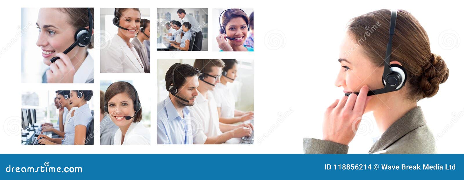 Collage of Customer Service Help Team in Call Center Stock Photo ...