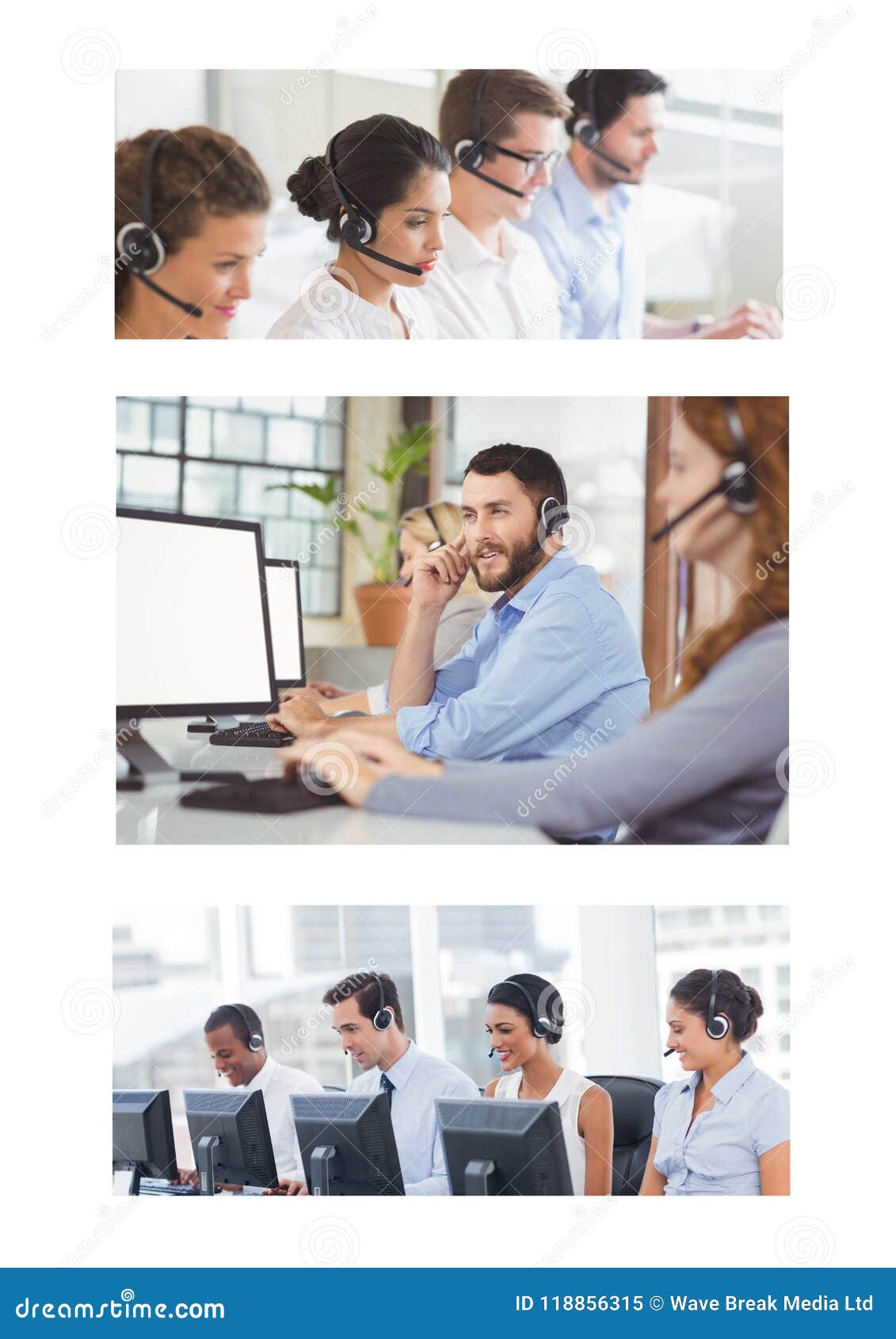 Collage of Customer Service Help Team in Call Center Stock Image ...