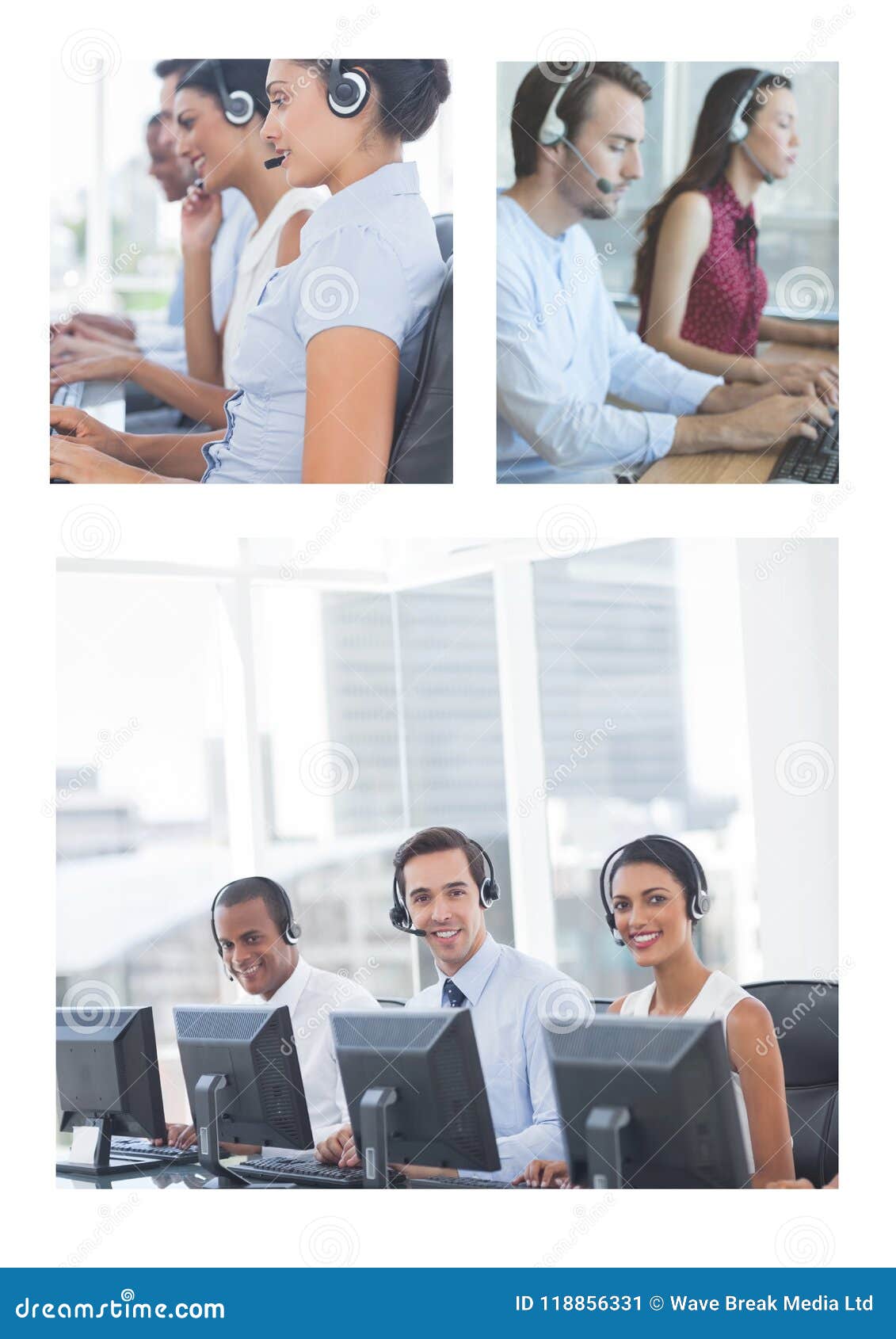 Collage of Customer Service Help Team in Call Center Stock Image ...