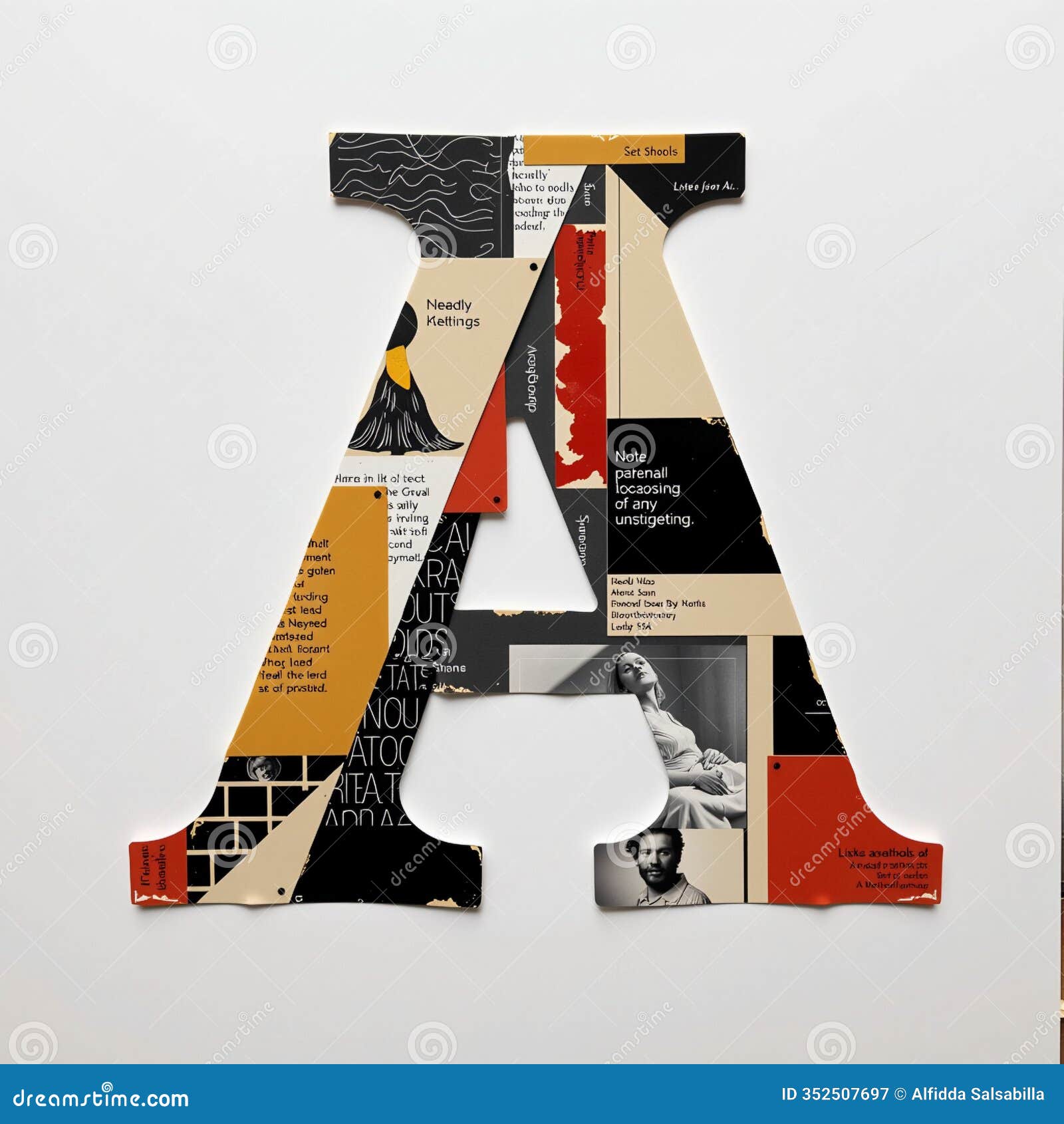 Collage Alphabet a Cut-Out Images Textures Stock Illustration ...