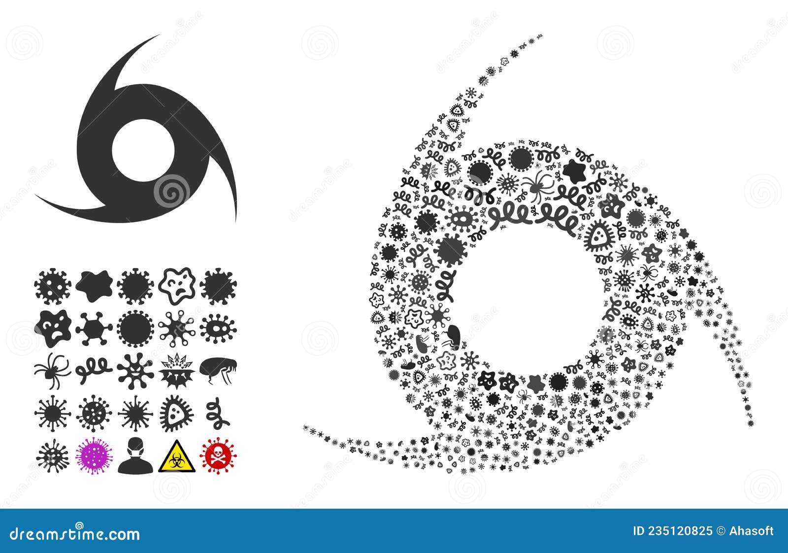 Collage Cyclone Icon of Infection Viruses Stock Vector - Illustration ...