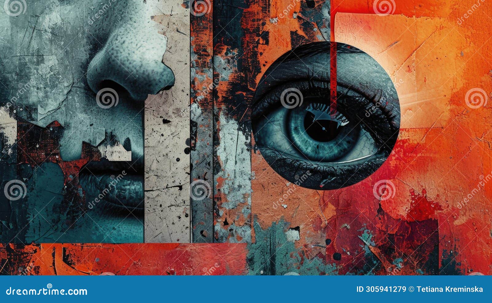 Collage of 2D and 3D Elements, Blending Photography with Abstract ...