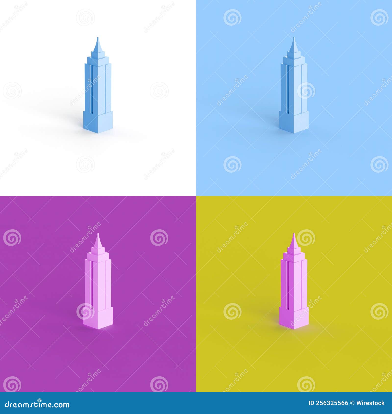 Collage of 3D Rendered Minimalistic Skyscraper in Four Different ...