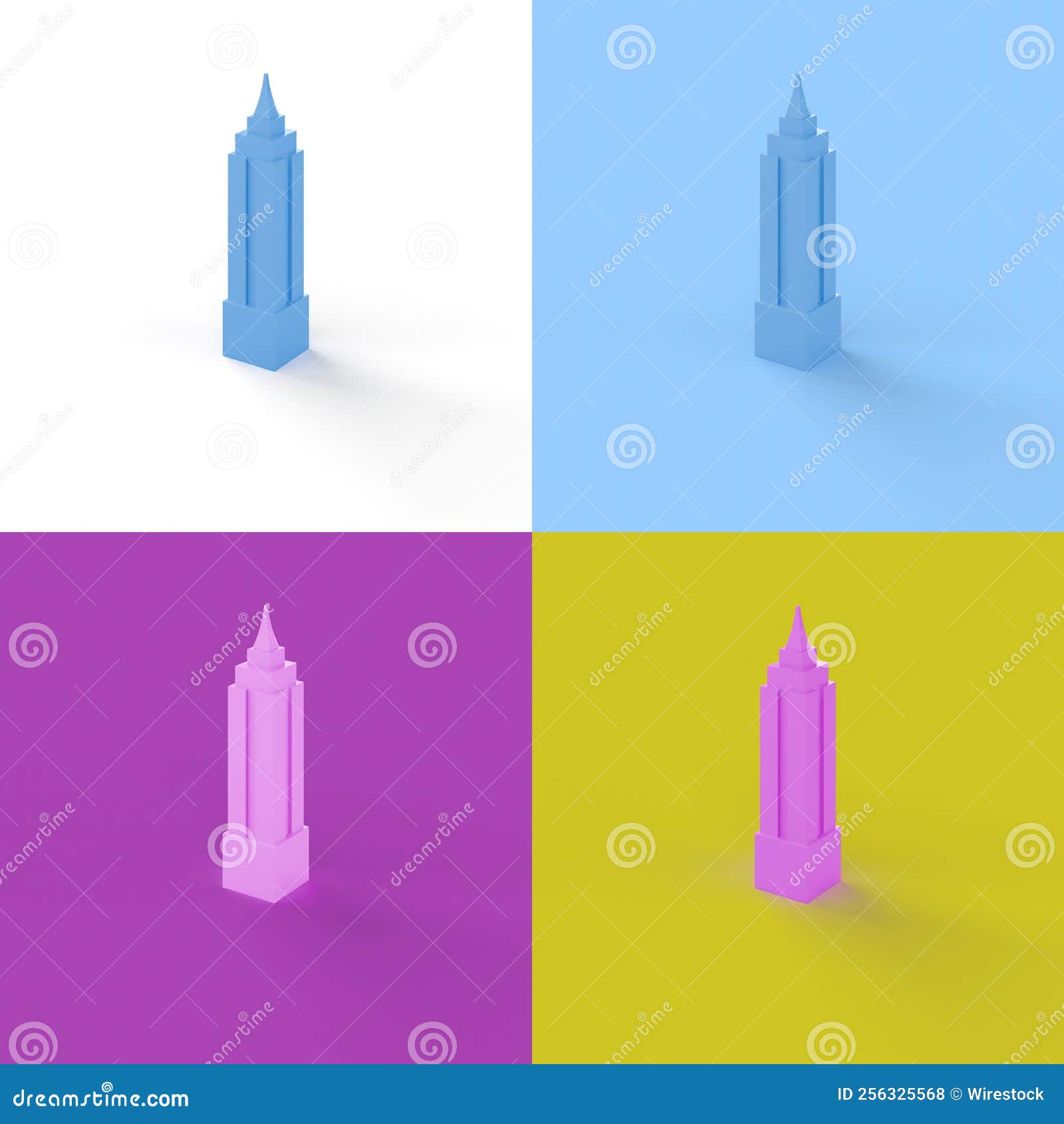 Collage of 3D Rendered Minimalistic Skyscraper in Four Different ...