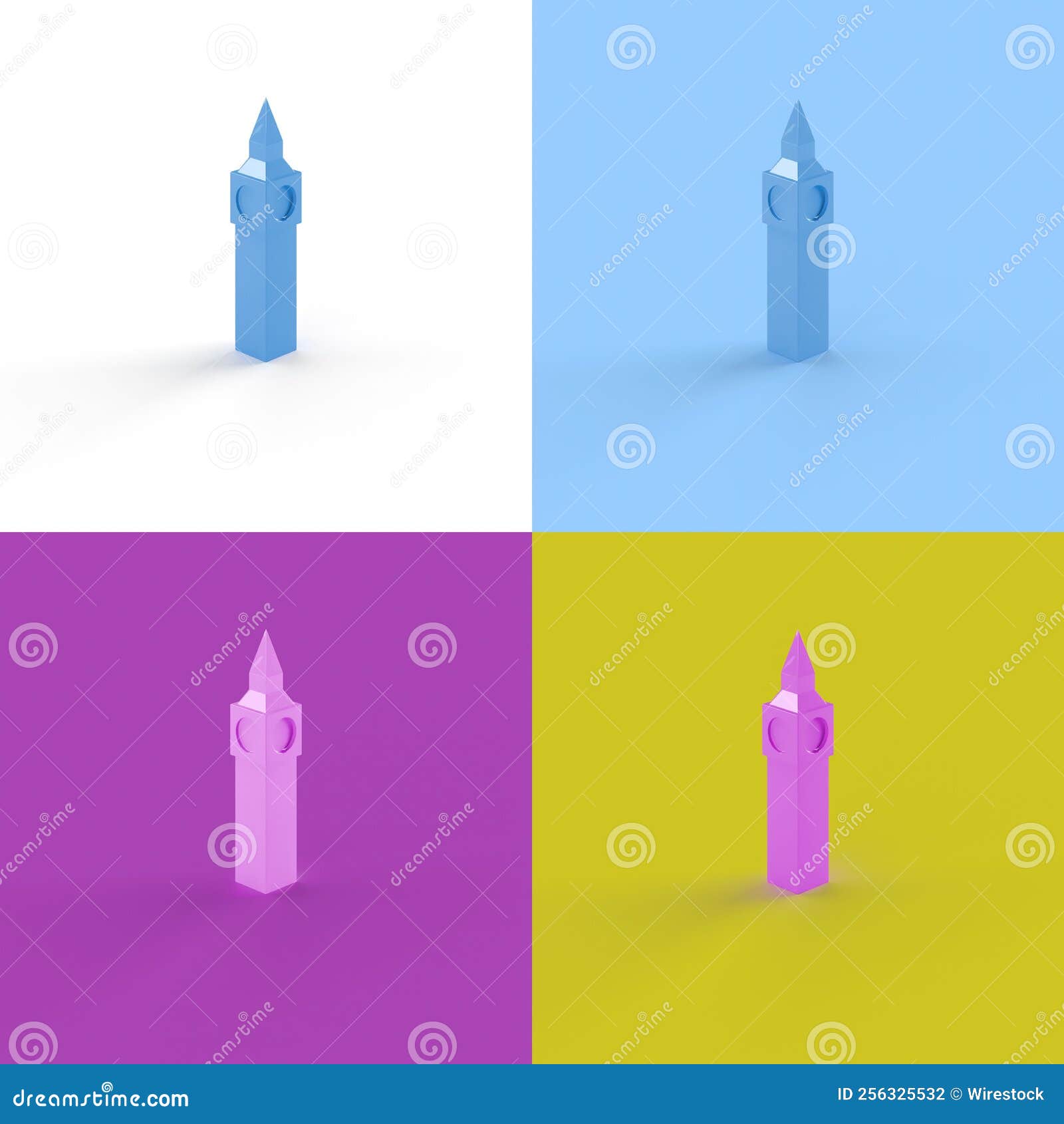 Collage of 3D Rendered Minimalistic Tower Simple in Four Different ...