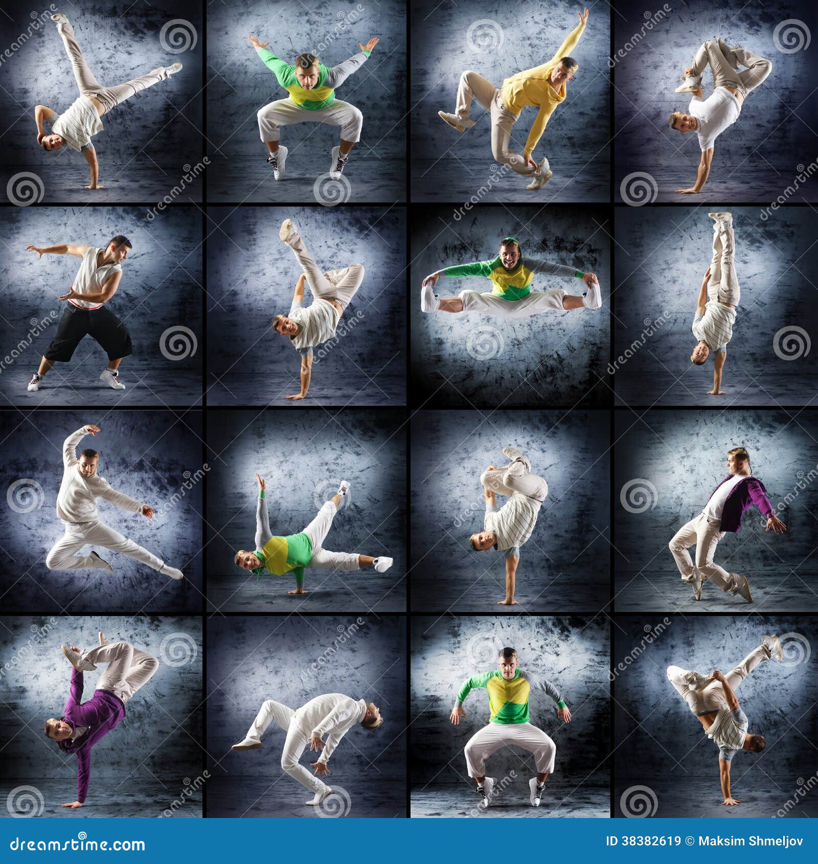 A Collage of Dancing Men in Sporty Clothes Stock Image - Image of dance ...