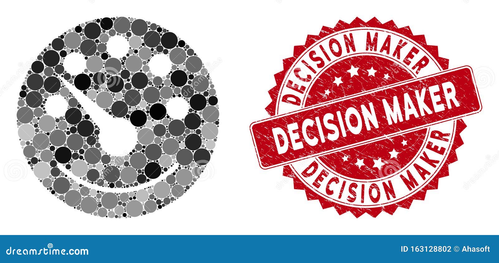 Collage Dashboard with Scratched Decision Maker Seal Stock Illustration ...