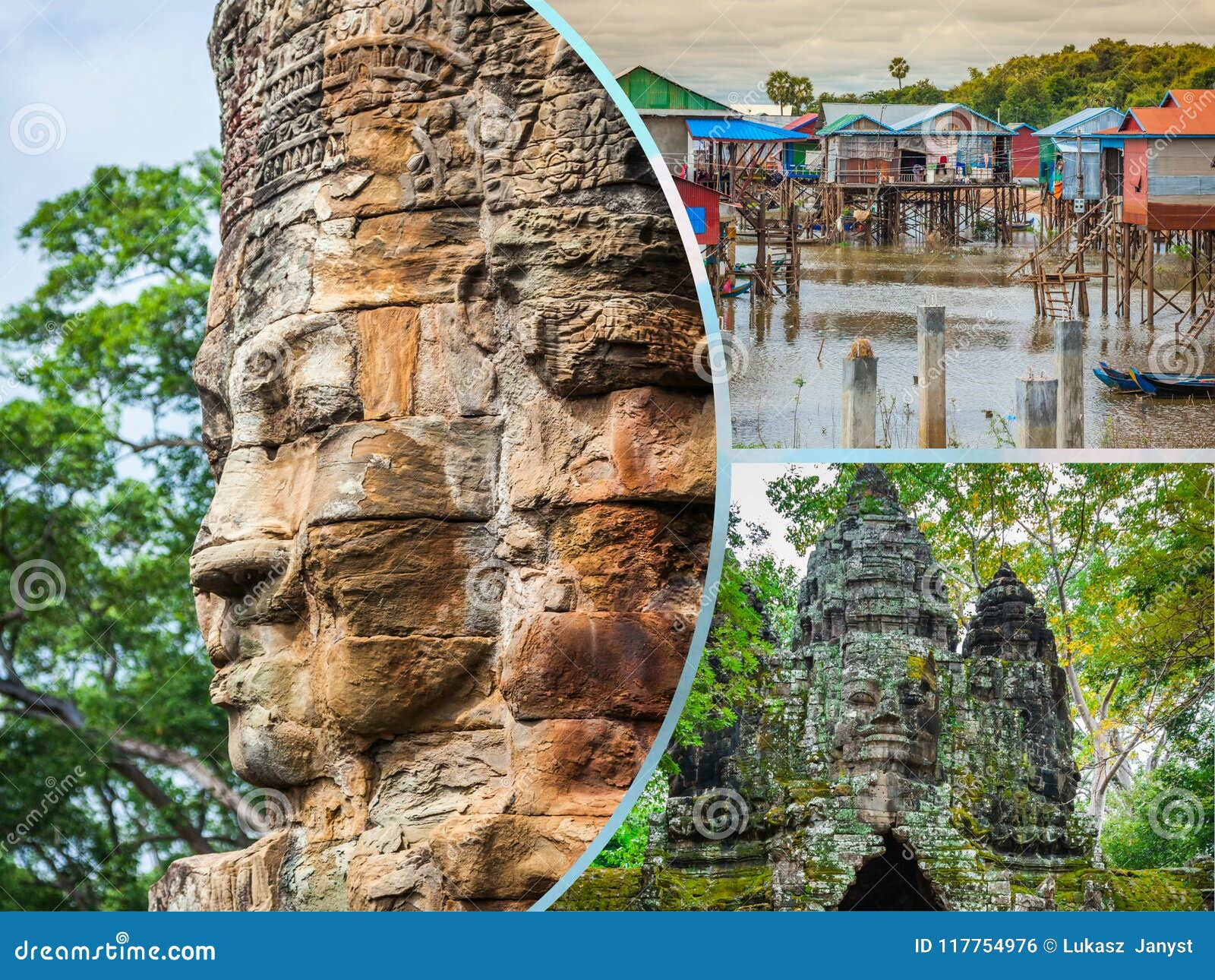 Collage De Camboya Y De Las Caras De Piedra Foto de archivo - Imagen de ...