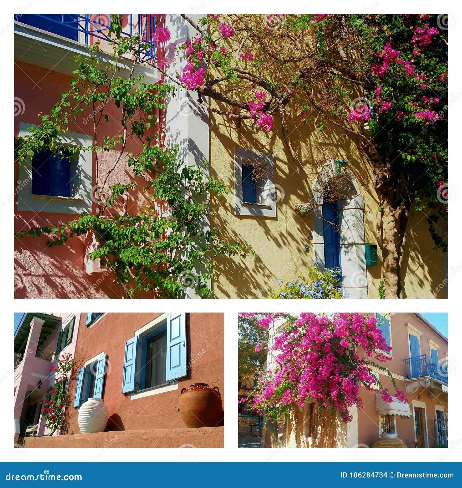 Collage De Casas Griegas Tradicionales Foto de archivo - Imagen de ...