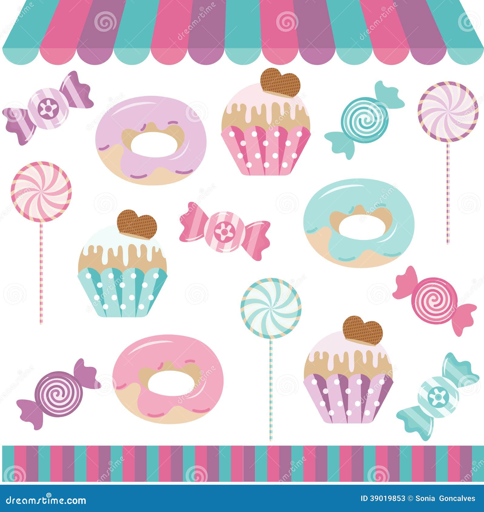 Collage De Digitaces De La Tienda Del Caramelo Ilustración del Vector ...