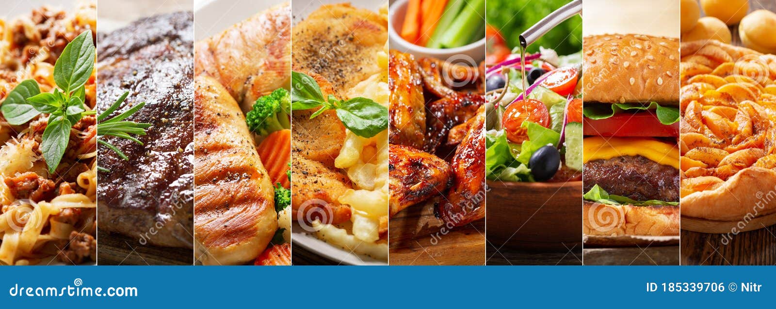 Collage De Distintos Tipos De Comidas Foto de archivo - Imagen de ...