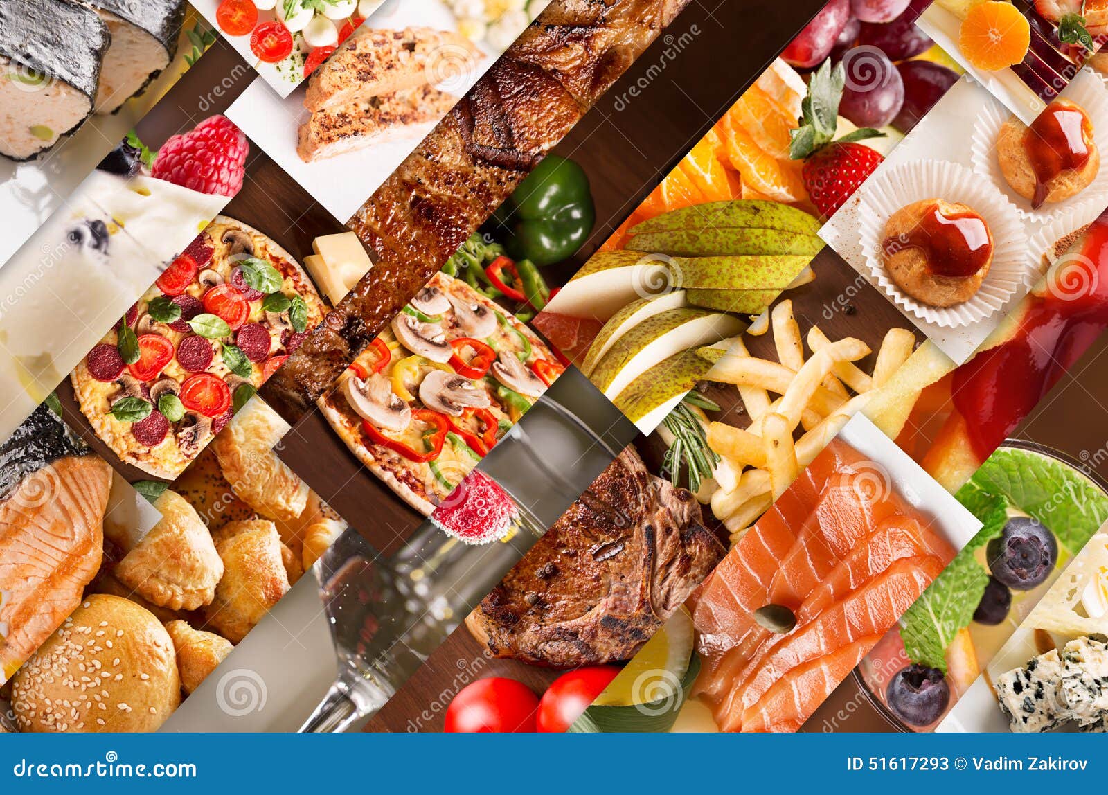 Collage De Diversas Imágenes De La Comida Imagen de archivo - Imagen de ...