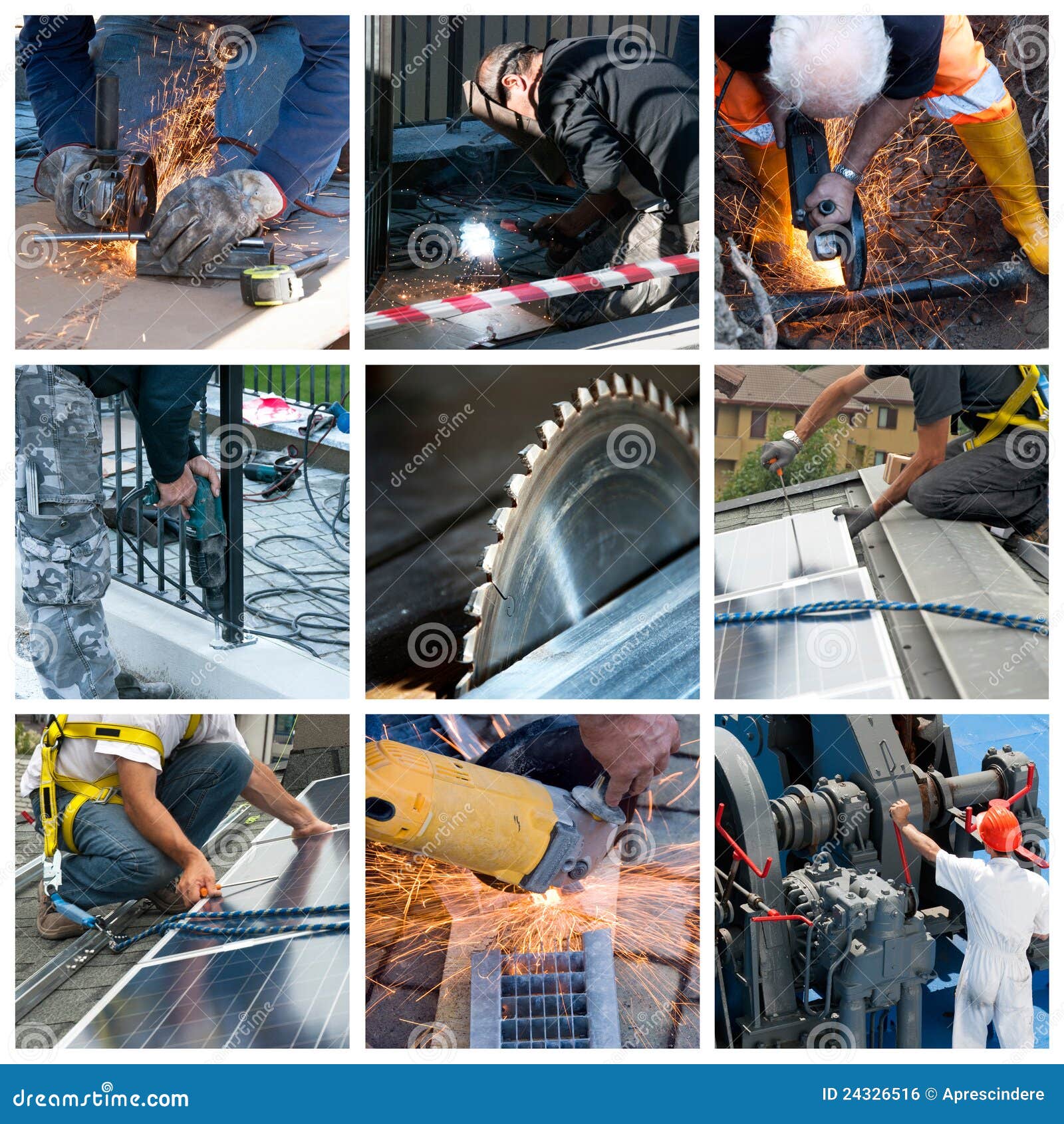 Collage de dur labeur photo stock. Image du centrale - 24326516