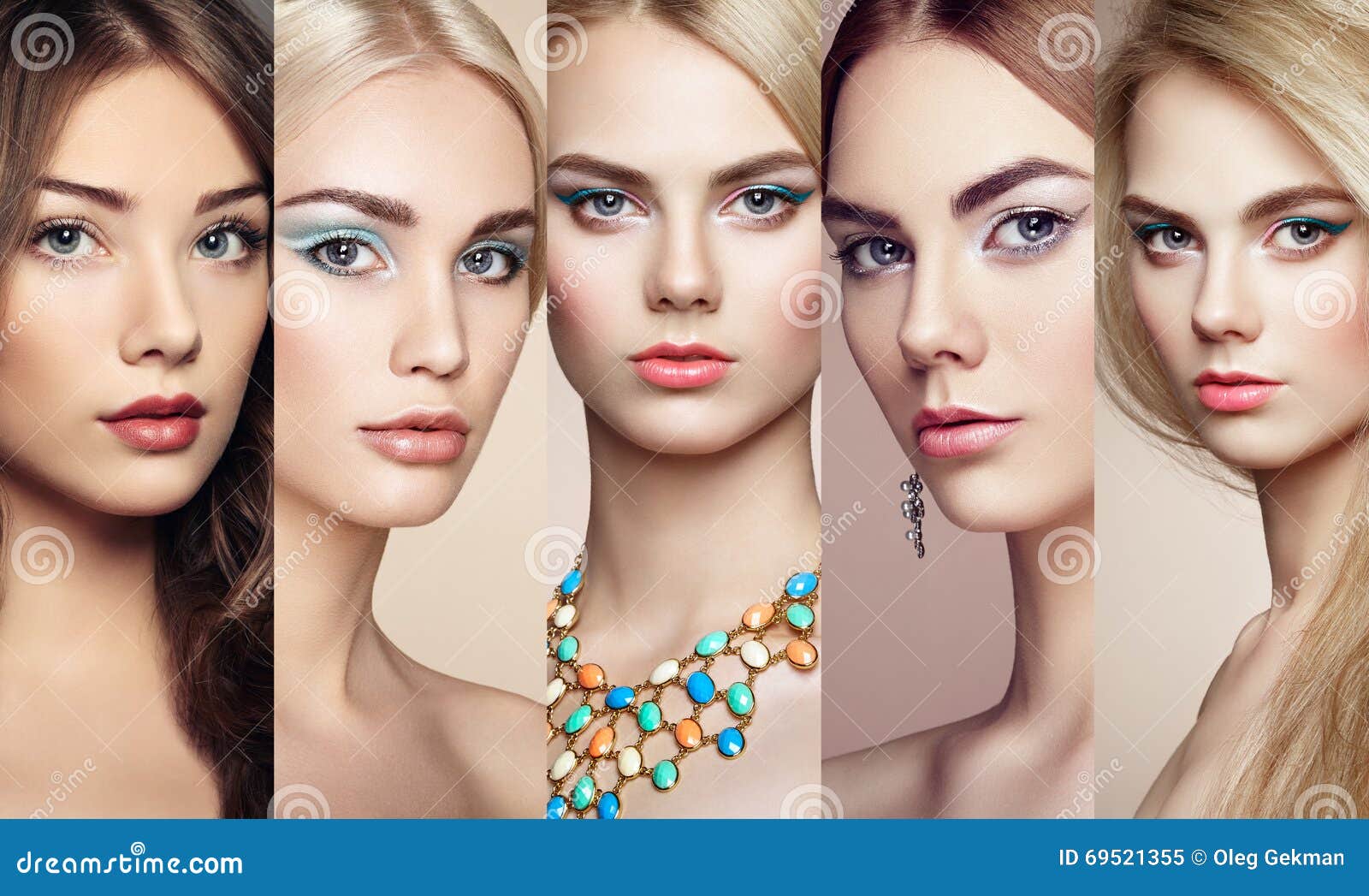 Collage De La Belleza Caras De Mujeres Imagen de archivo - Imagen de ...