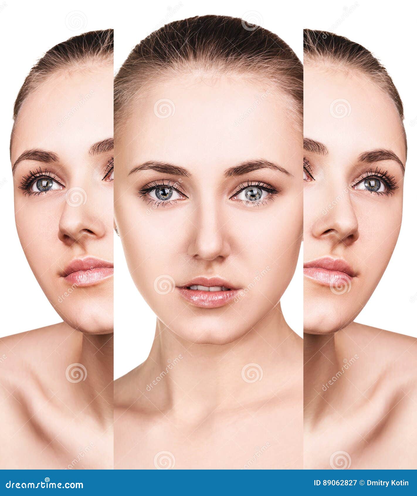 Collage De La Cara De La Mujer Joven Imagen de archivo - Imagen de ...