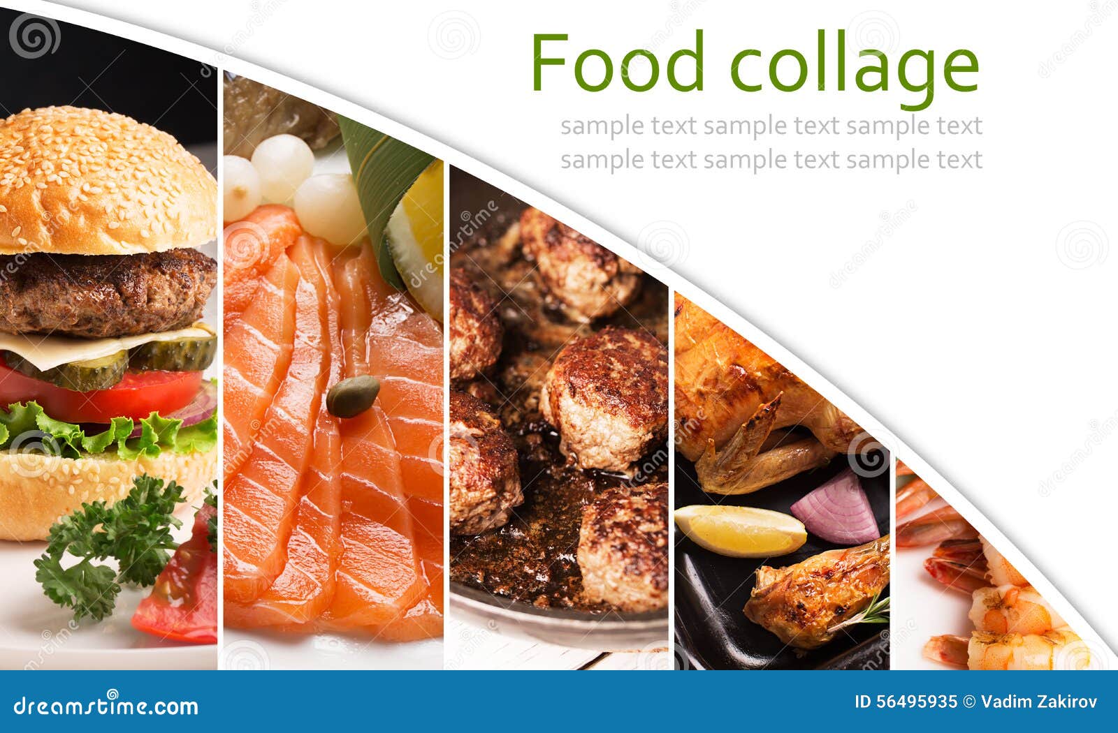 Collage de la comida imagen de archivo. Imagen de pollo - 56495935
