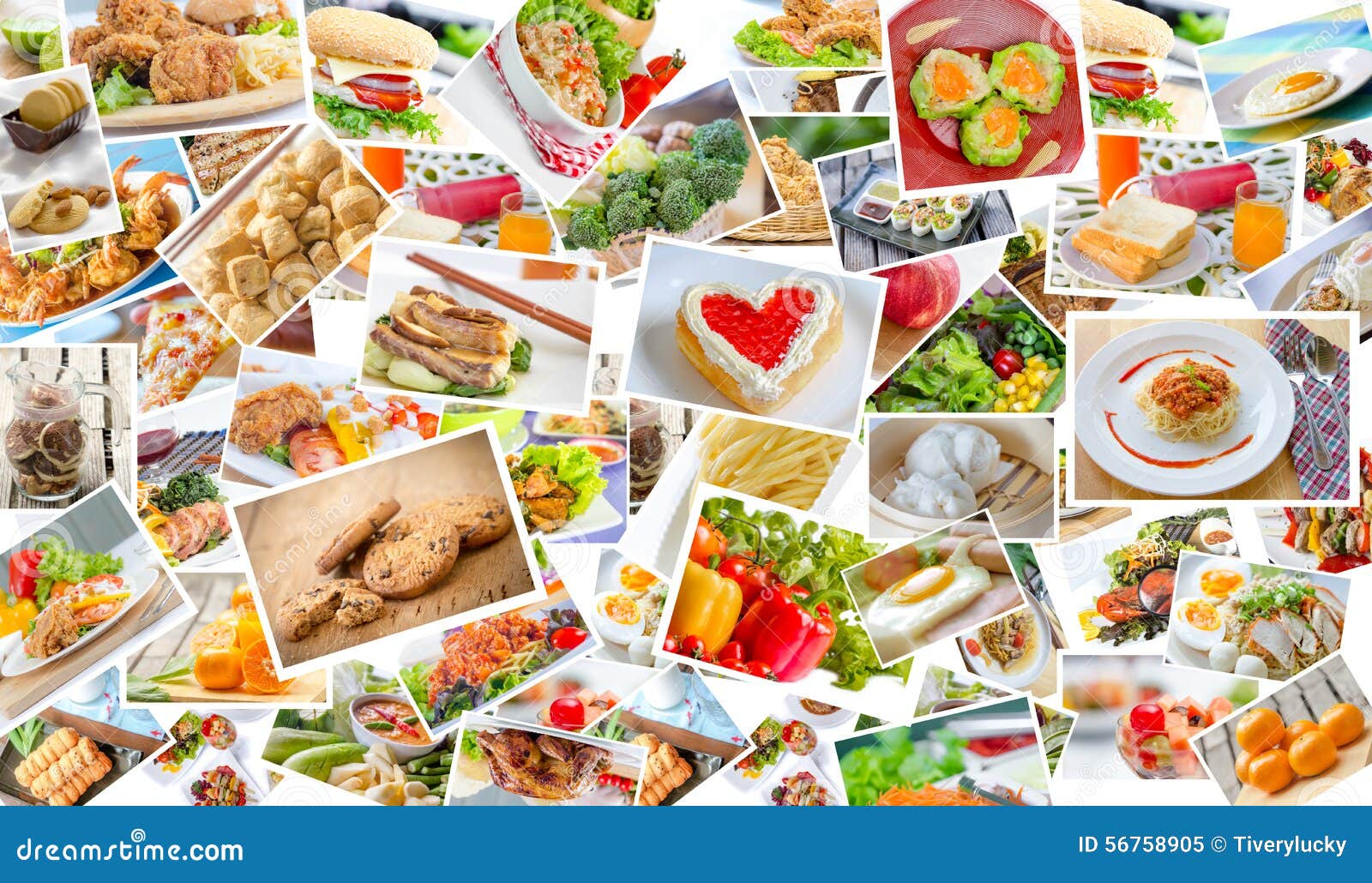 Collage de la comida imagen de archivo. Imagen de lechuga - 56758905