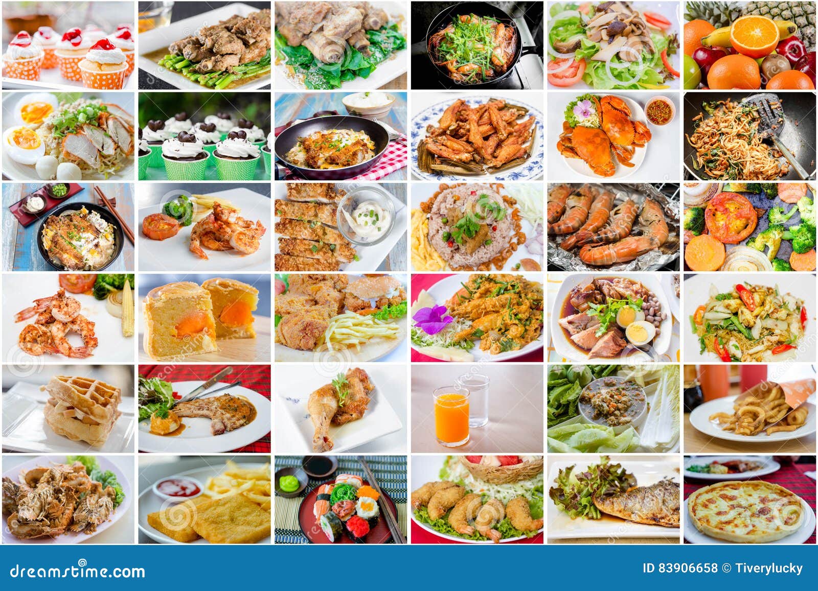 Collage de la comida foto de archivo. Imagen de ensalada - 83906658