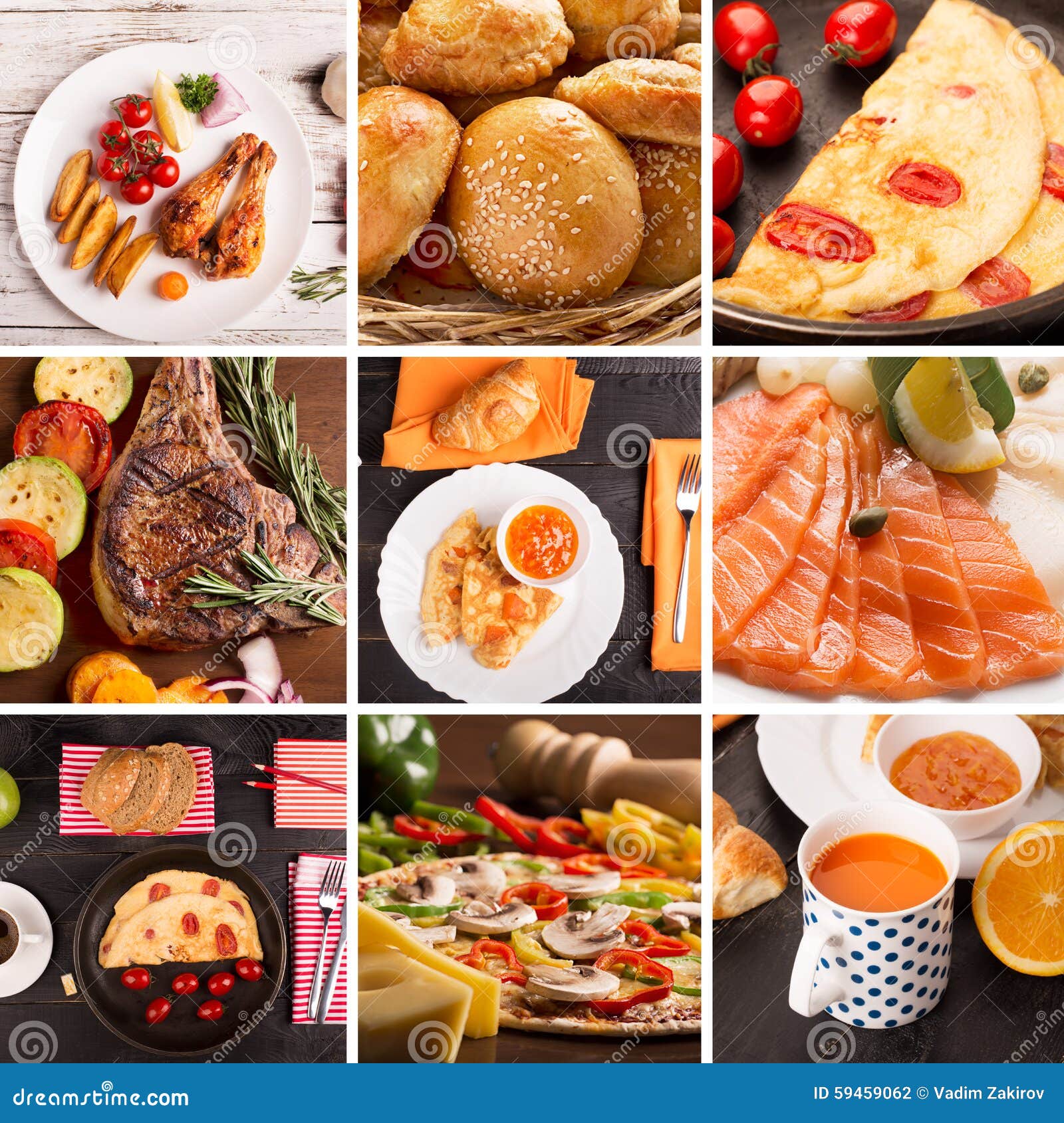 Collage De La Comida Del Almuerzo Foto de archivo - Imagen de delicioso ...