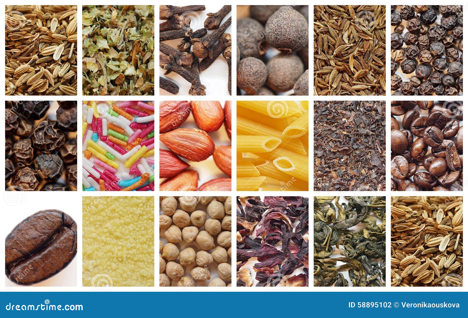 Collage De La Diversa Comida Seca Foto de archivo - Imagen de productos ...