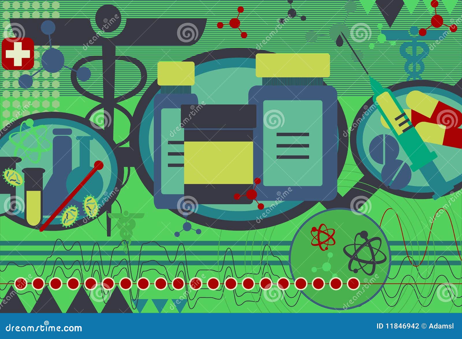 Collage De La Medicina Y De La Ciencia Ilustración del Vector ...