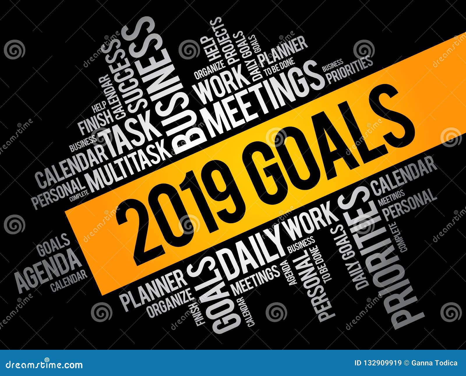 Collage De La Nube De La Palabra De 2019 Metas Stock de ilustración ...